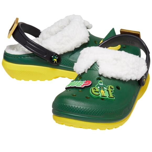 CROCS | Shoes | Crocs Kids C2 Green Lemon Elf Classic Clogs Fuzz Lined ...